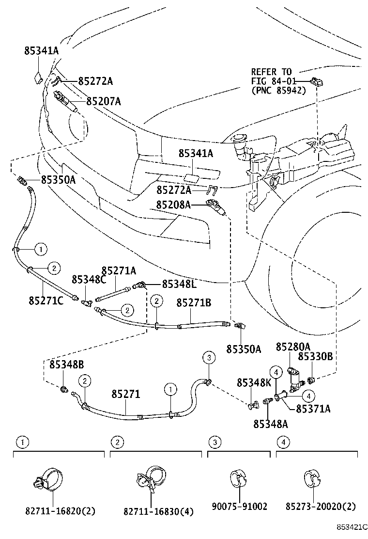 85272-75050 Clamp, Headlamp Cleaner Toyota | YoshiParts