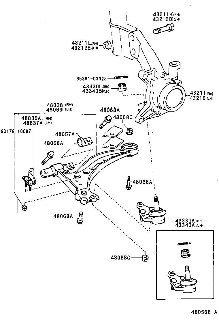 48069-33010 Arm Sub-Assy, Front Suspension, Lower No.1 Lh Toyota ...