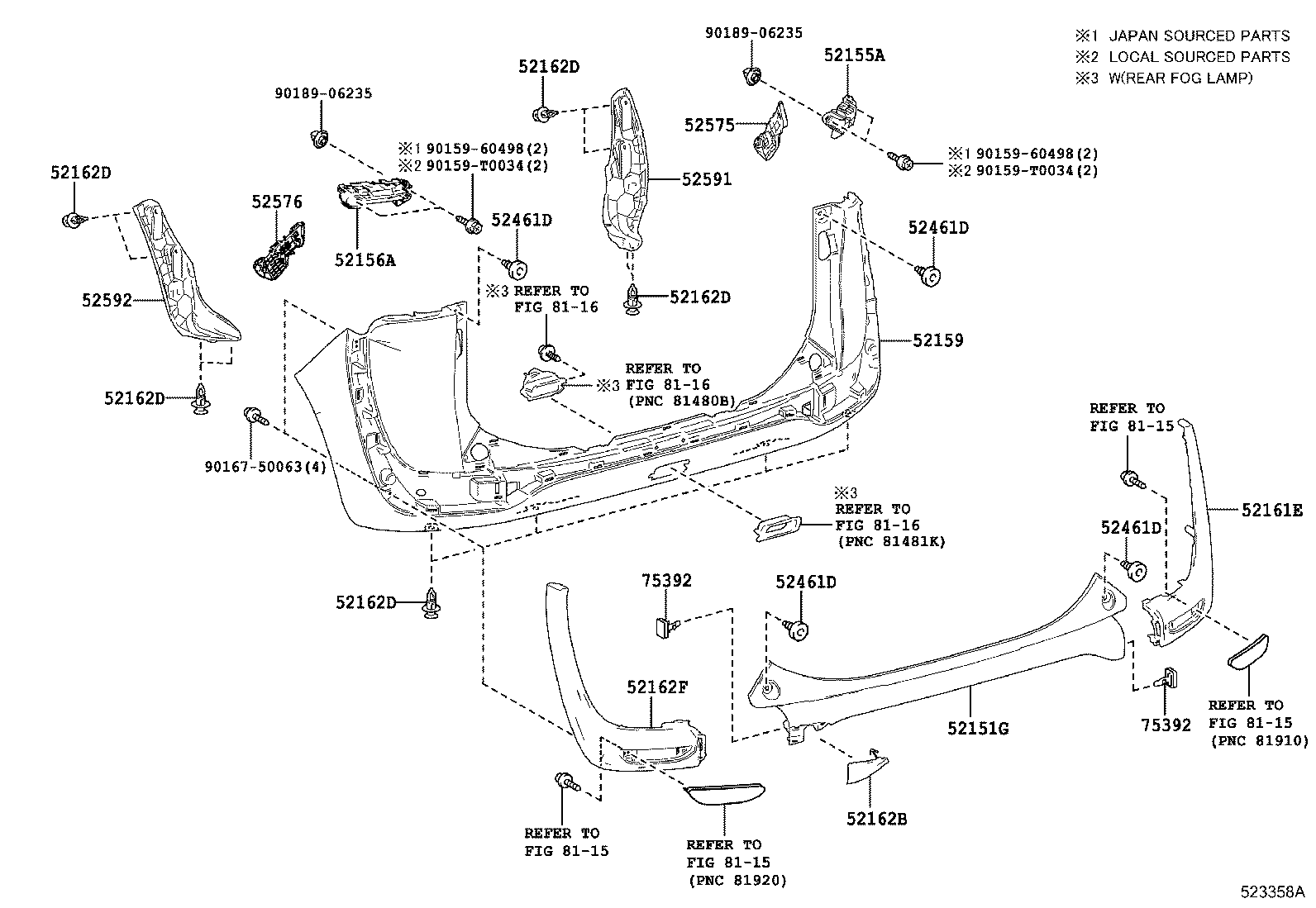 52576-0D270 Retainer, Rear Bumper Side, Lh Toyota | YoshiParts