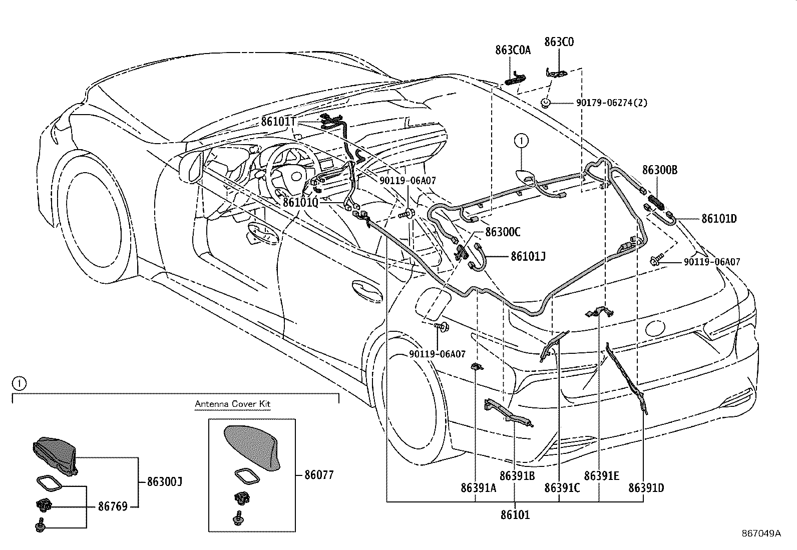 86077-53010-J2 Cover Kit, Antenna Lexus | YoshiParts