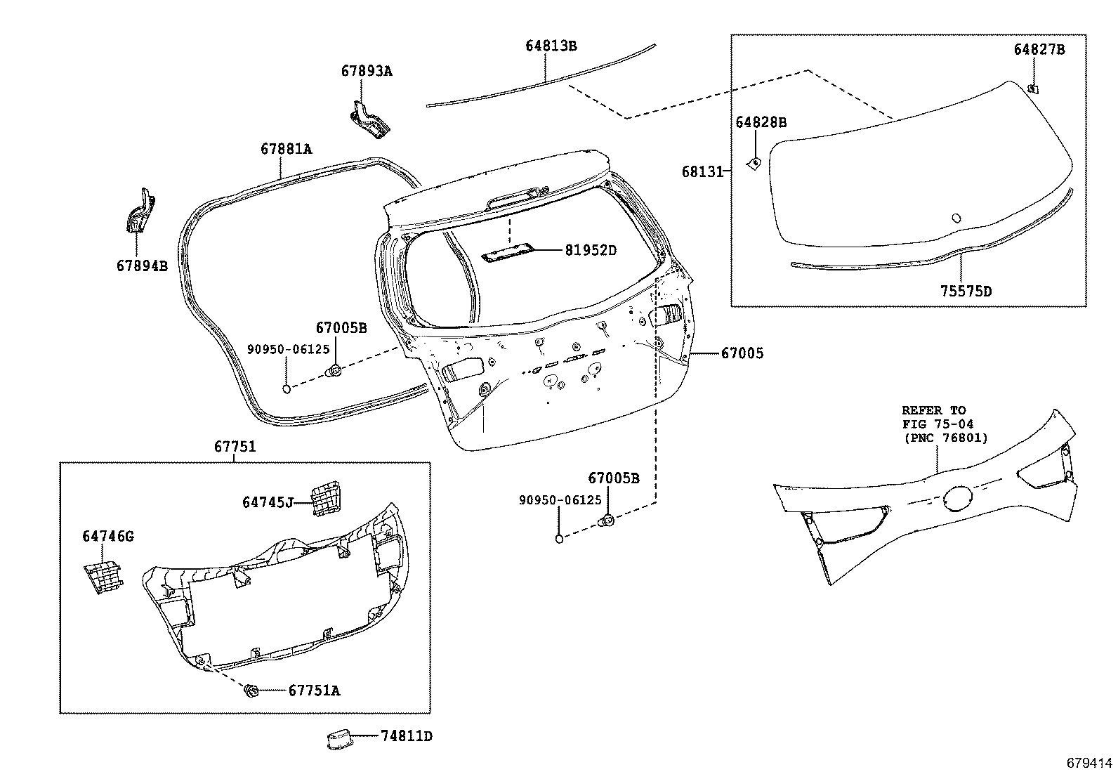 67005-52E20 Panel Sub-Assy, Back Door Toyota | YoshiParts