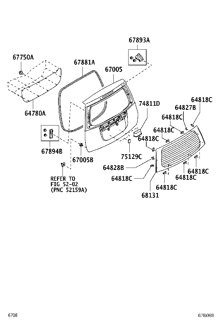 67005-B1370 Panel Sub-Assy, Back Door Toyota | YoshiParts