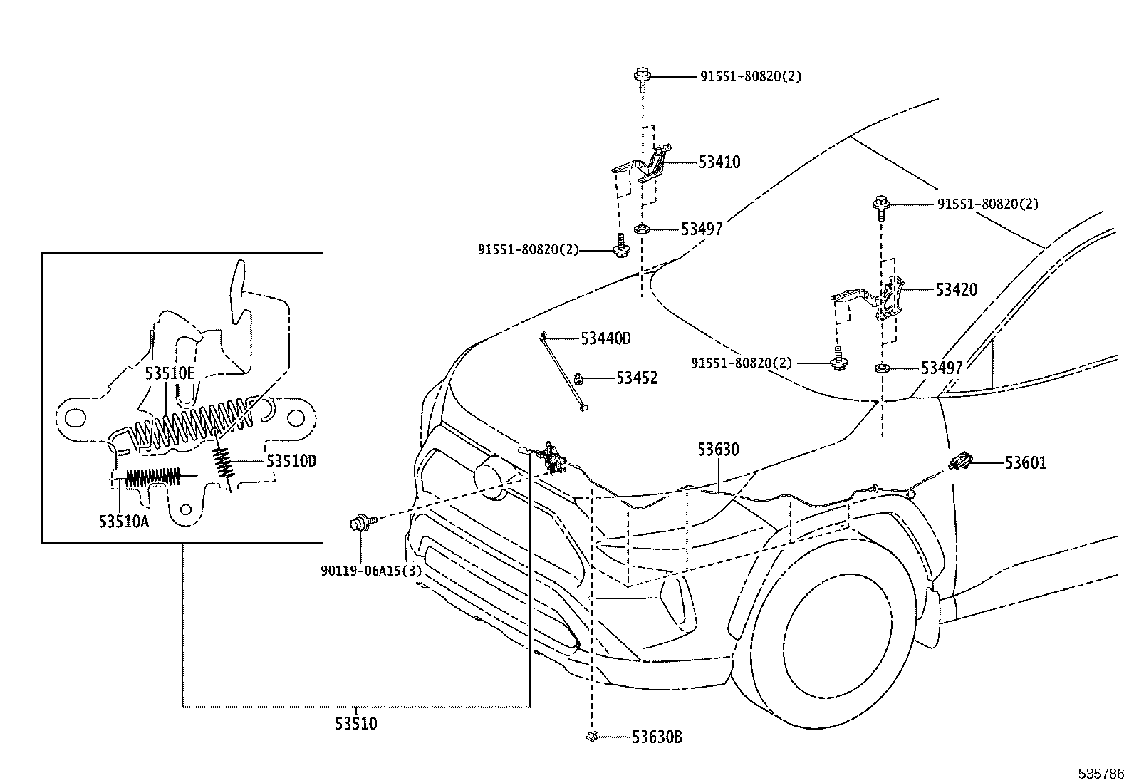 53510-42120 Lock Assy, Hood Toyota | YoshiParts
