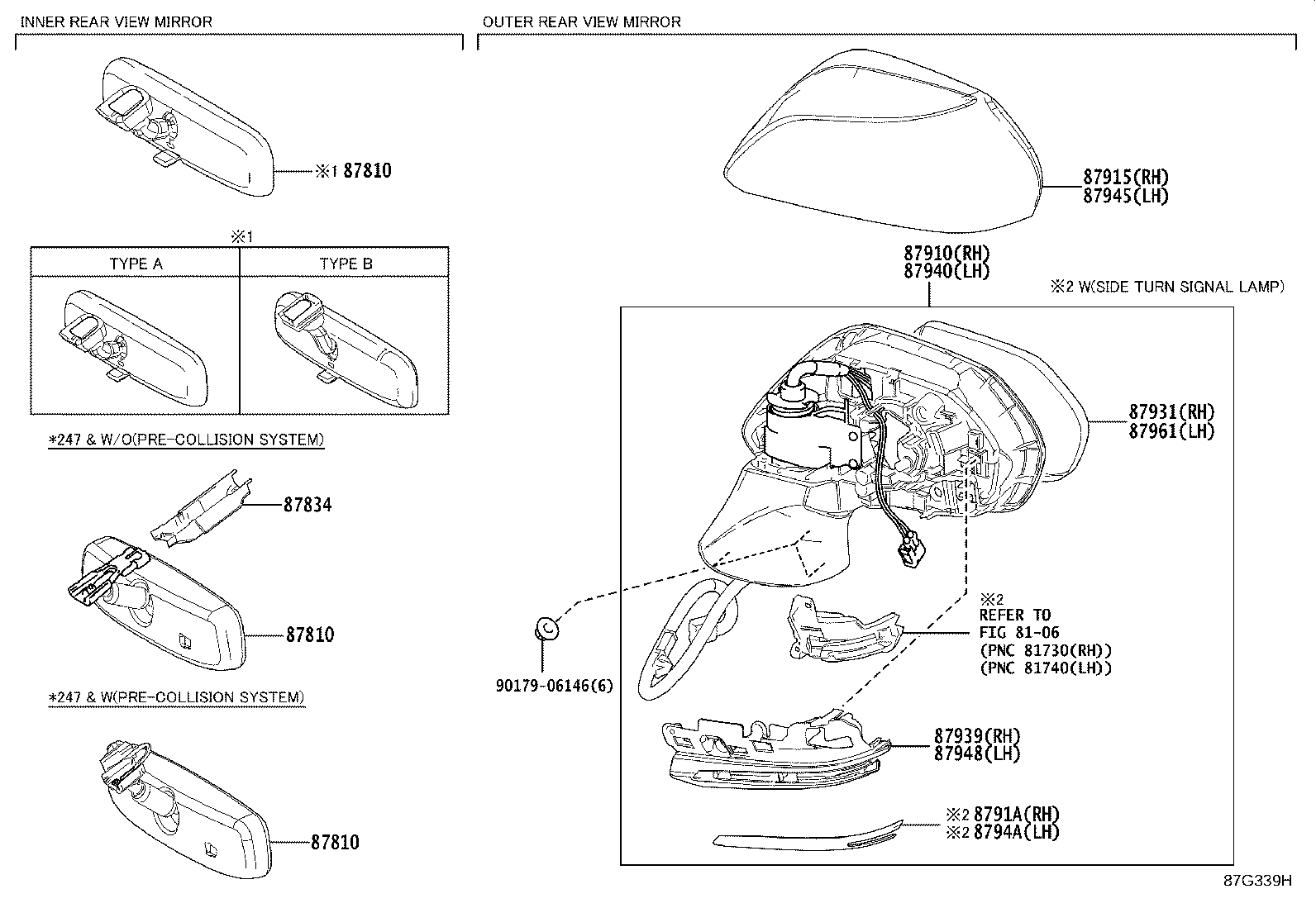 87902-33110 Outer Mirror, Rh Toyota | YoshiParts