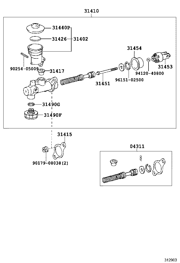 31410-60590 Cylinder Assy, Clutch Master Toyota | YoshiParts