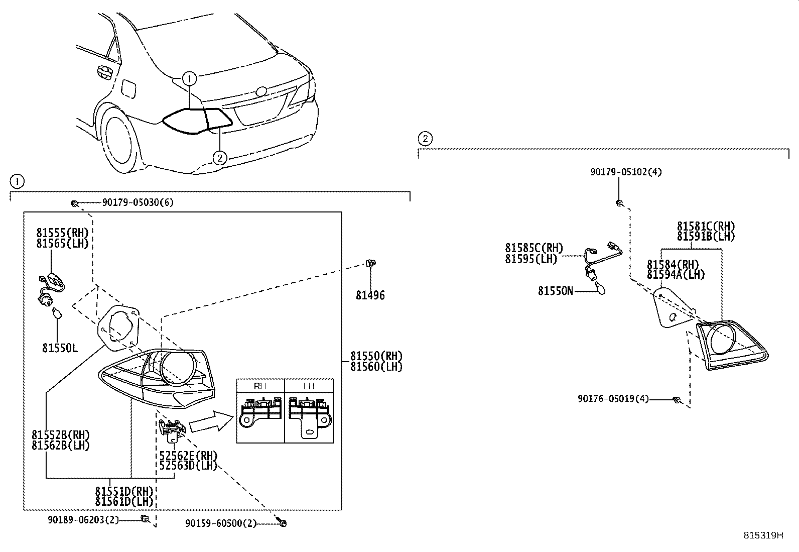 81550-30C60 Lamp Assy, Rear Combination, Rh Toyota | YoshiParts