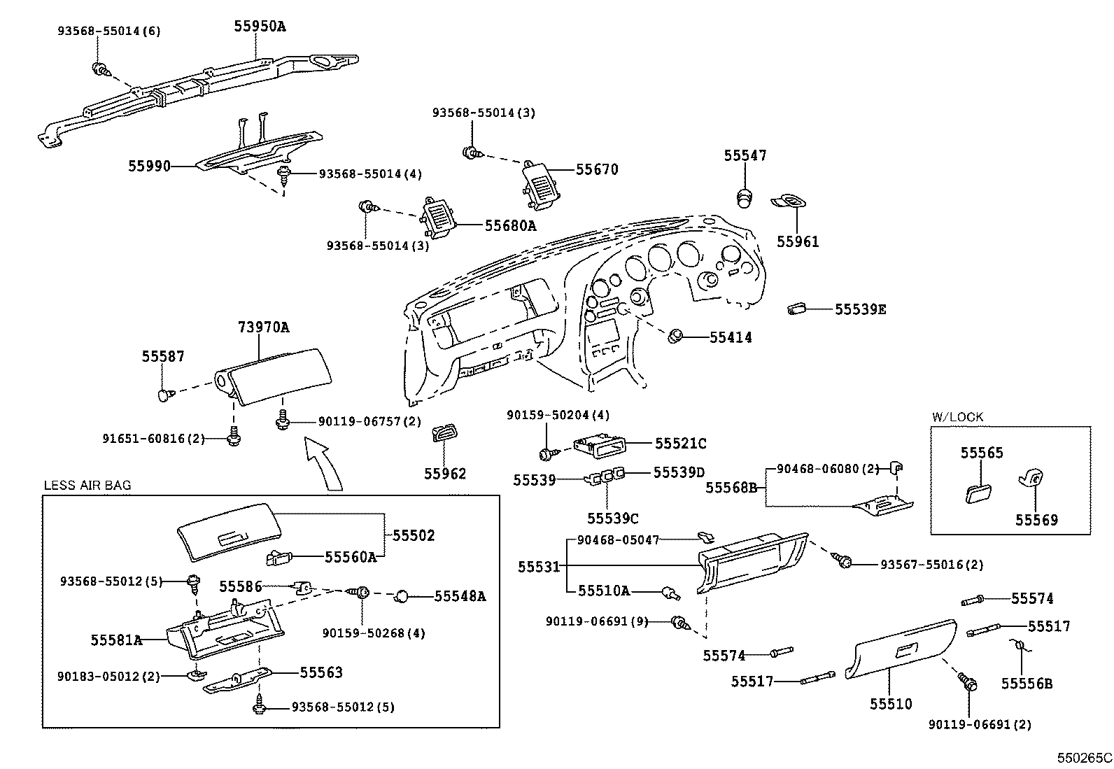55680-14040-C0 Register Assy, Instrument Panel, No.4 Toyota | YoshiParts