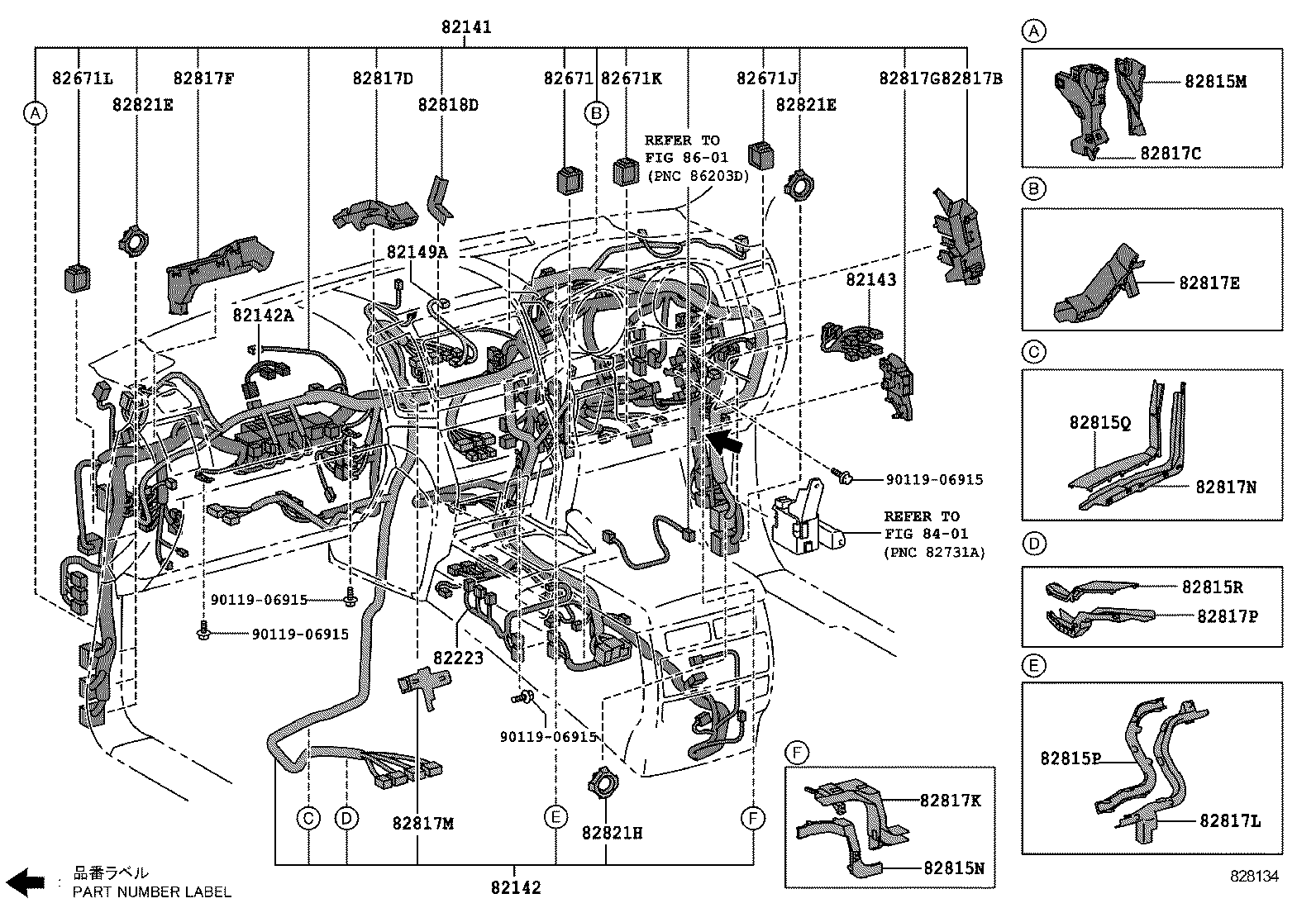 82142-60M21 Wire, Instrument Panel, No.2 Toyota | YoshiParts