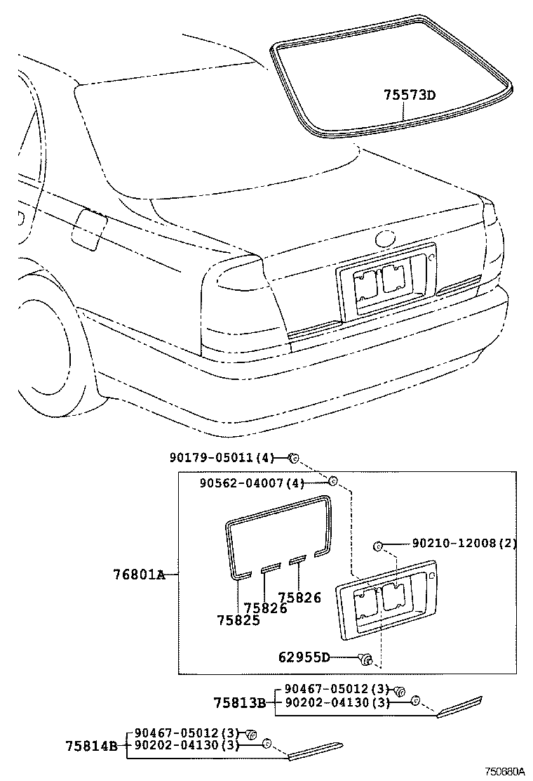 75573-30340 Moulding, Back Window, Outside Toyota | YoshiParts
