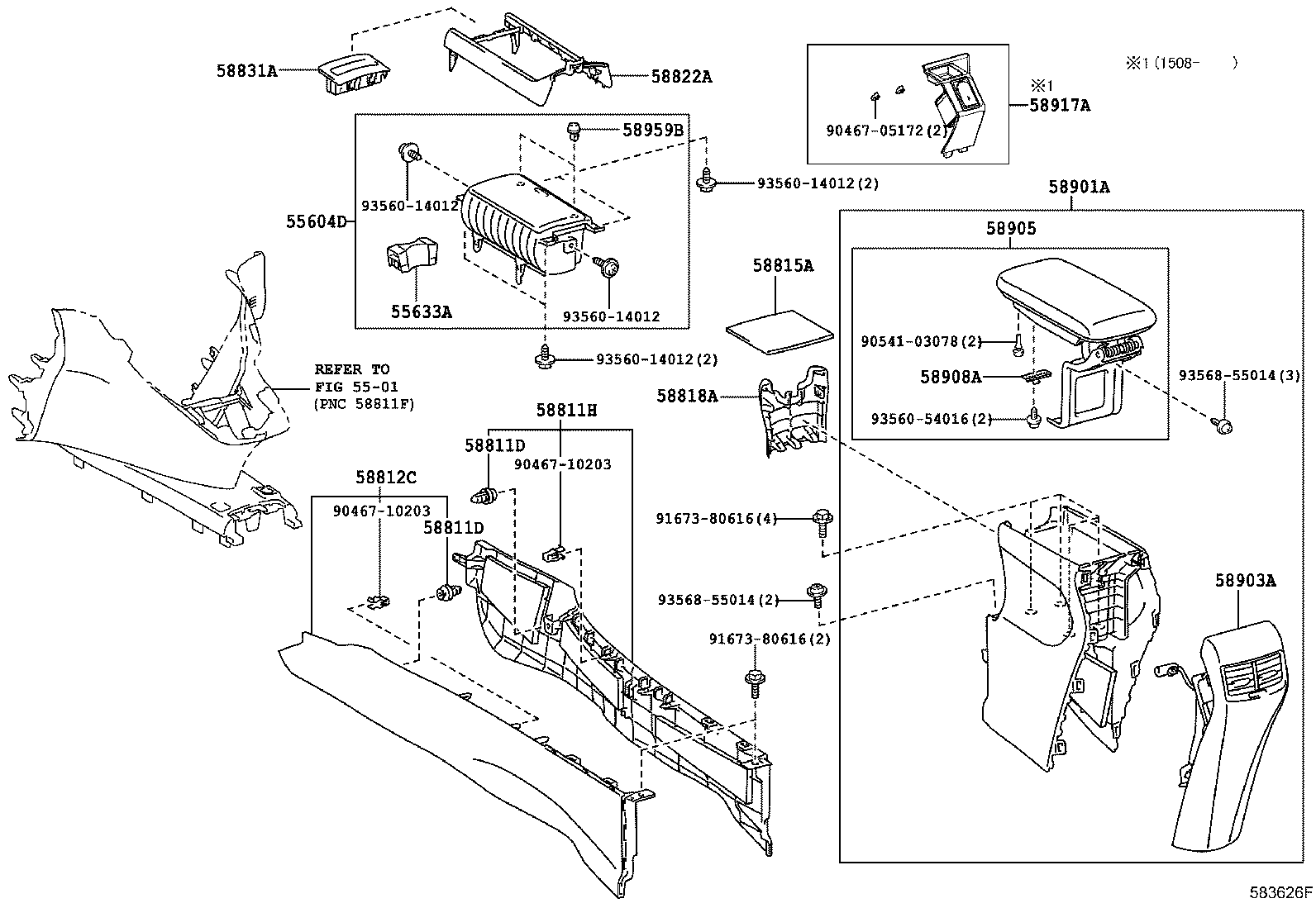 58822-75010-C0 Panel, Console, Upper Rear Lexus | YoshiParts