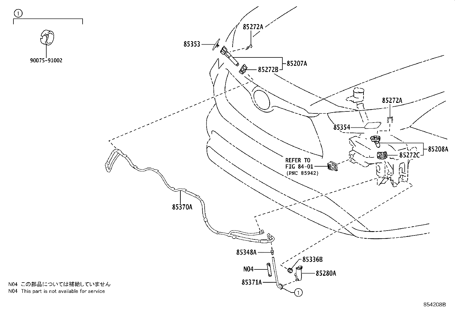 85272-75050 Clamp, Headlamp Cleaner Toyota | YoshiParts