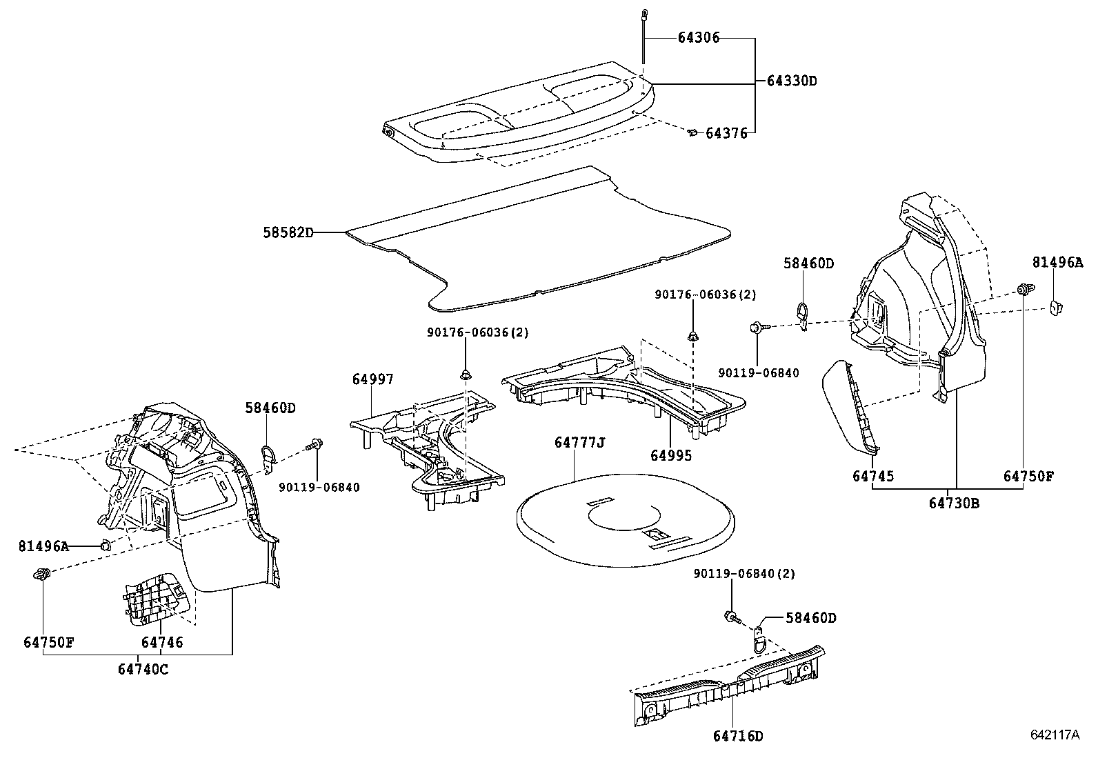 64330-12A01-C1 Panel Assy, Package Tray Trim Toyota | YoshiParts