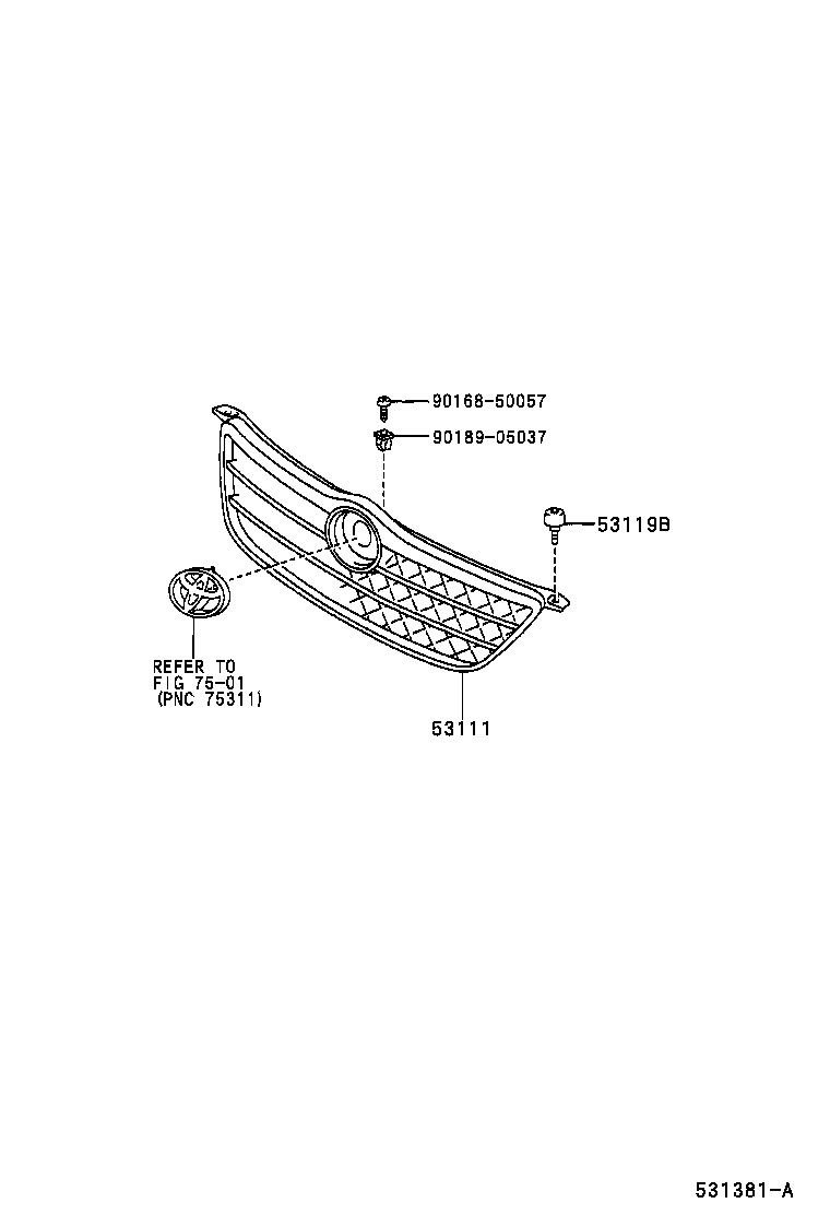 53111-12A10-B0 Grille, Radiator Toyota | YoshiParts