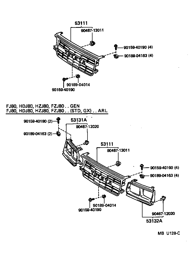 53111-60060 Grille, Radiator Toyota | YoshiParts