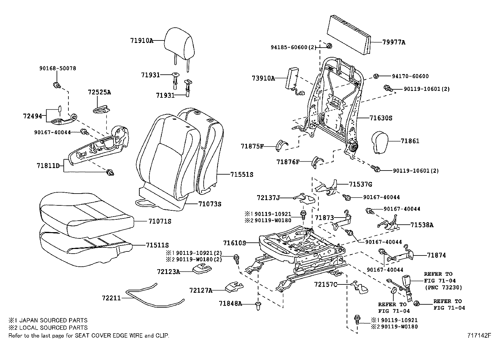 71071-33G91-C2 Cover, Front Seat Cushion, Rh(For Separate Type) Toyota ...