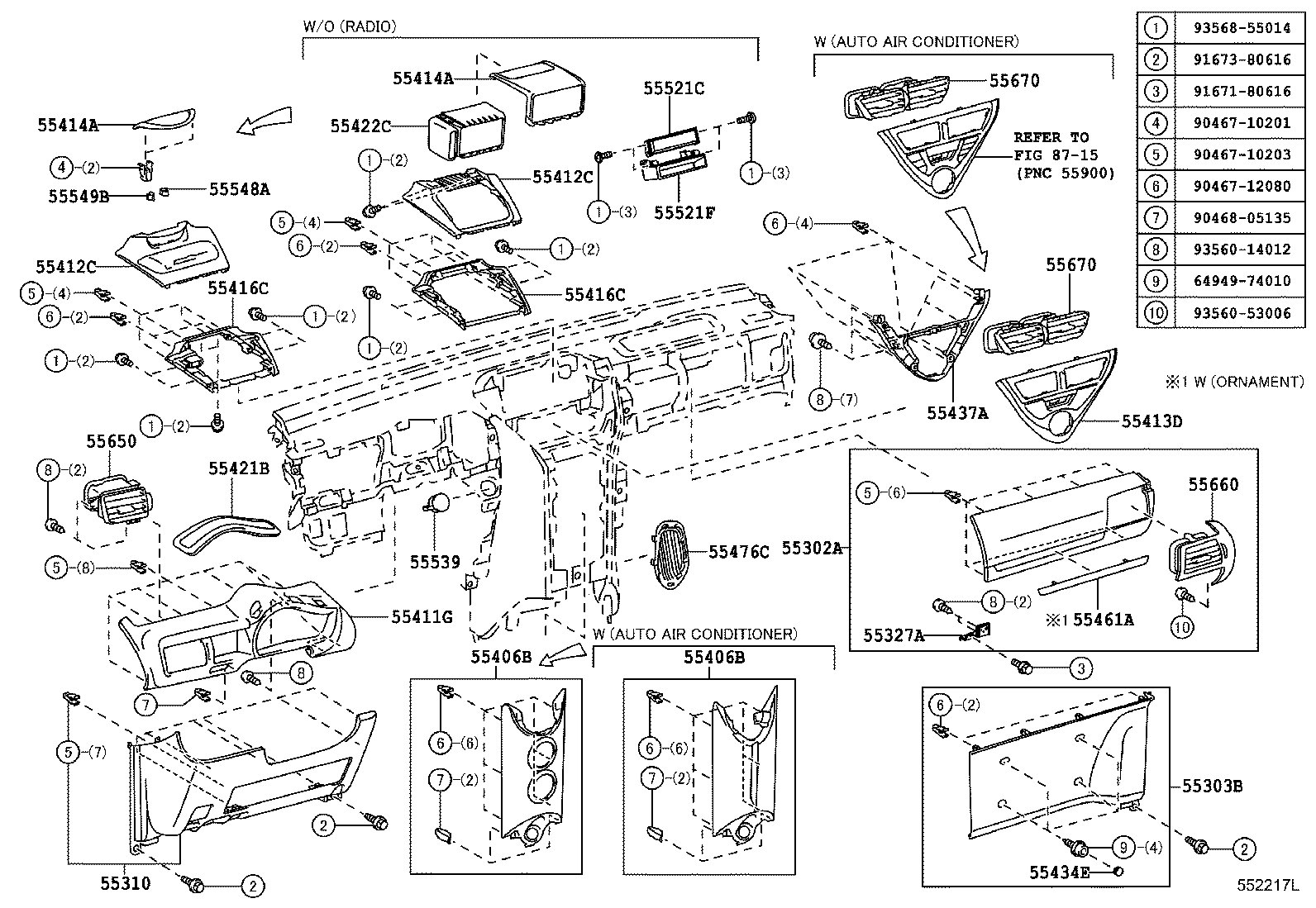 55416-74020-C0 Retainer, Instr Cluster Finish Panel Toyota | YoshiParts