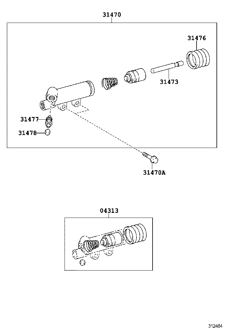 31470-37081 Cylinder Assy, Clutch Release Toyota | YoshiParts