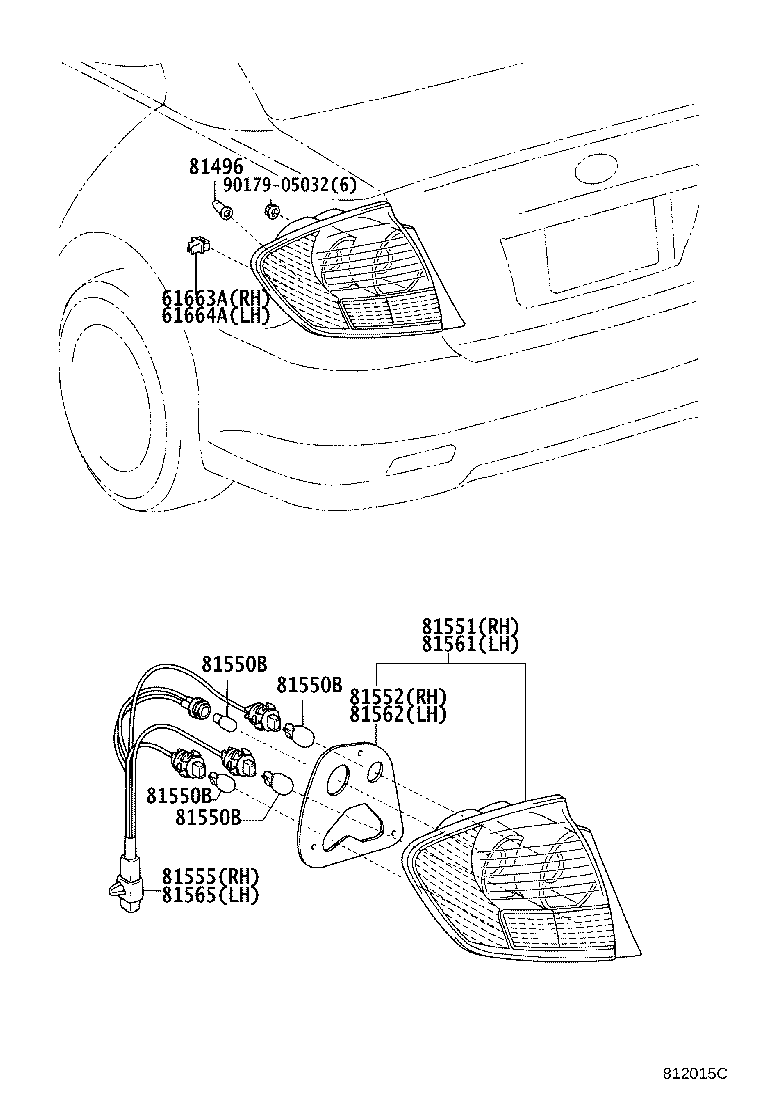 81555-20A10 Socket & Wire Sub-Assy, Rear Combination Lamp, Rh Toyota ...