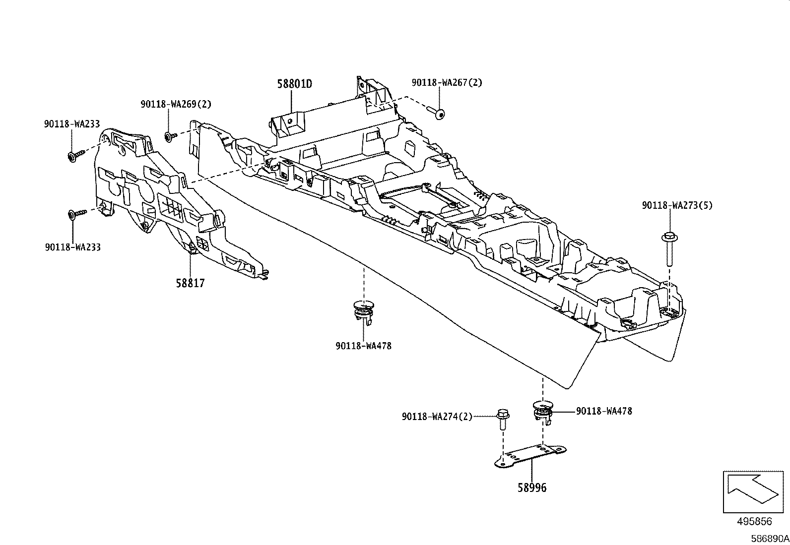 58801-WAA01 Box Assy, Console Toyota | YoshiParts