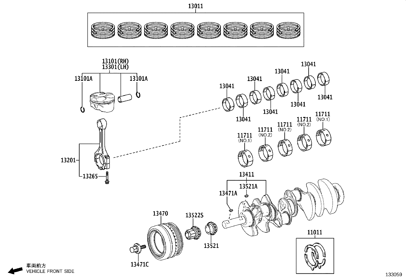 11071-38020-F7 Bearing Set, Crankshaft, No.2 Lexus | YoshiParts