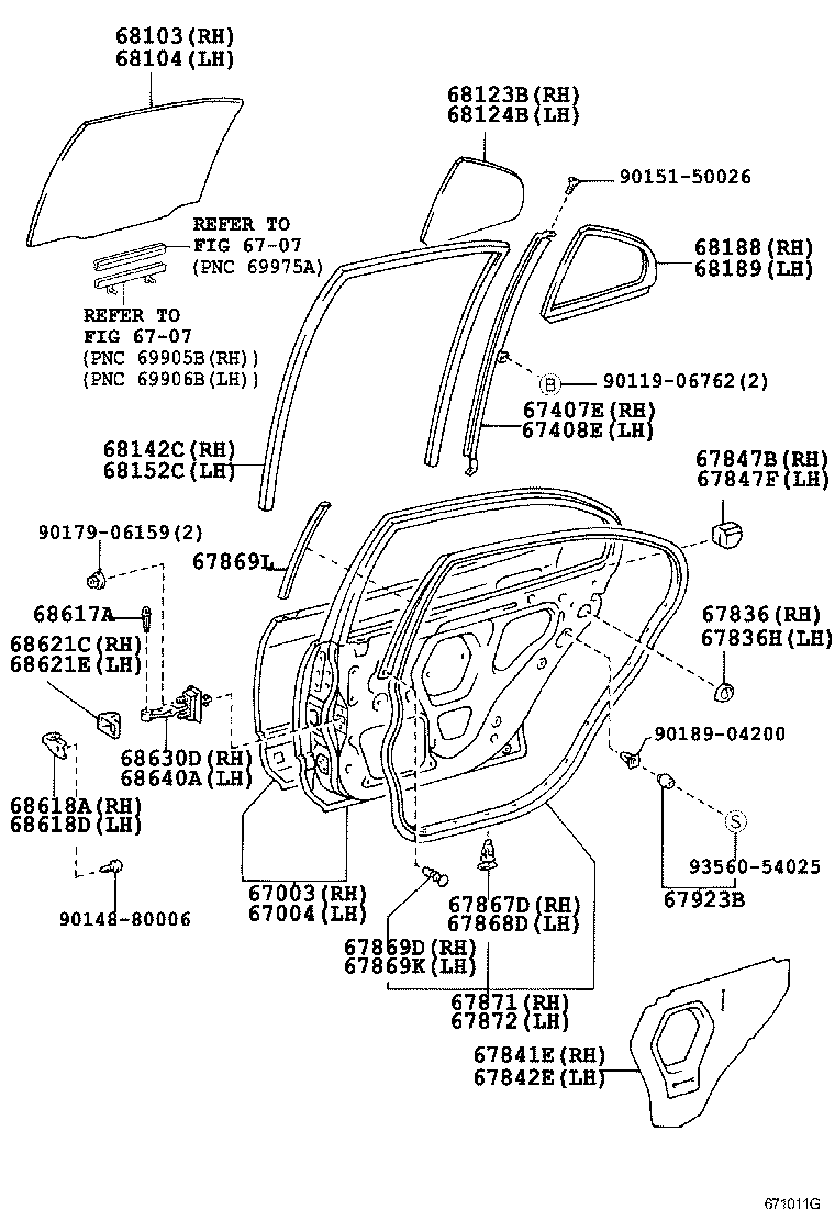 68142-30150 Run, Rear Door Glass, Rh Toyota | YoshiParts