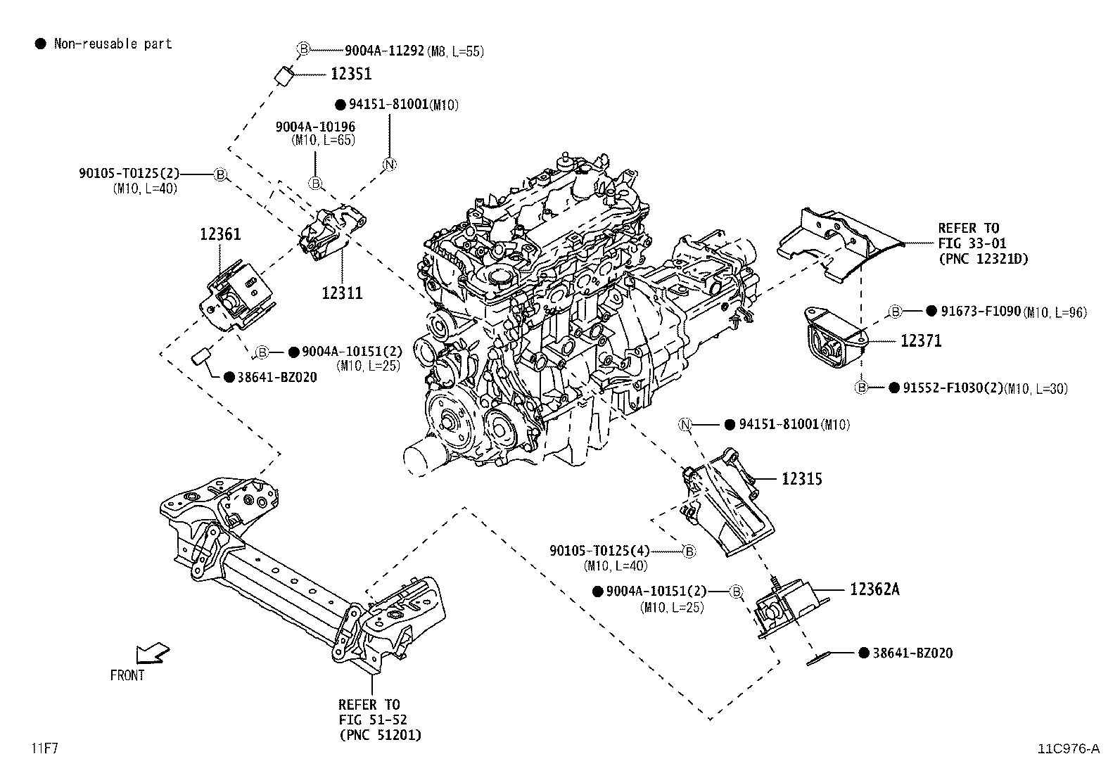 12371-BZ170 Insulator, Engine Mounting, Rear No.1 Toyota | YoshiParts