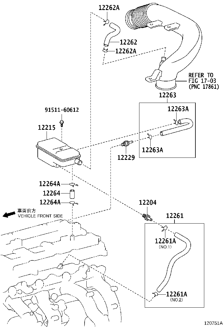 12264-75010 Hose, Ventilation, No.4 Toyota | YoshiParts