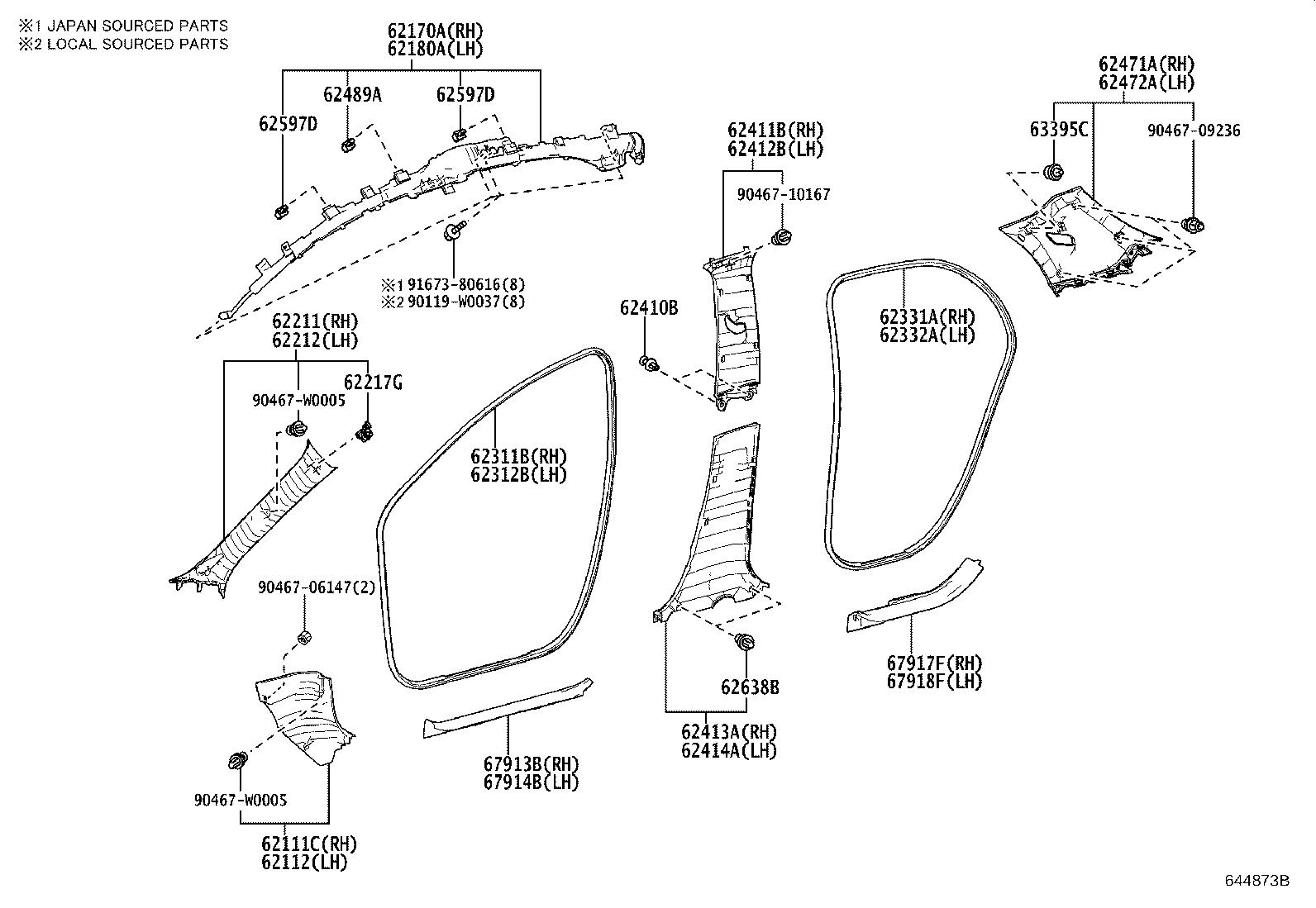 62332-K0010 Weatherstrip, Rr Door Opening Trim, Lh Toyota | YoshiParts
