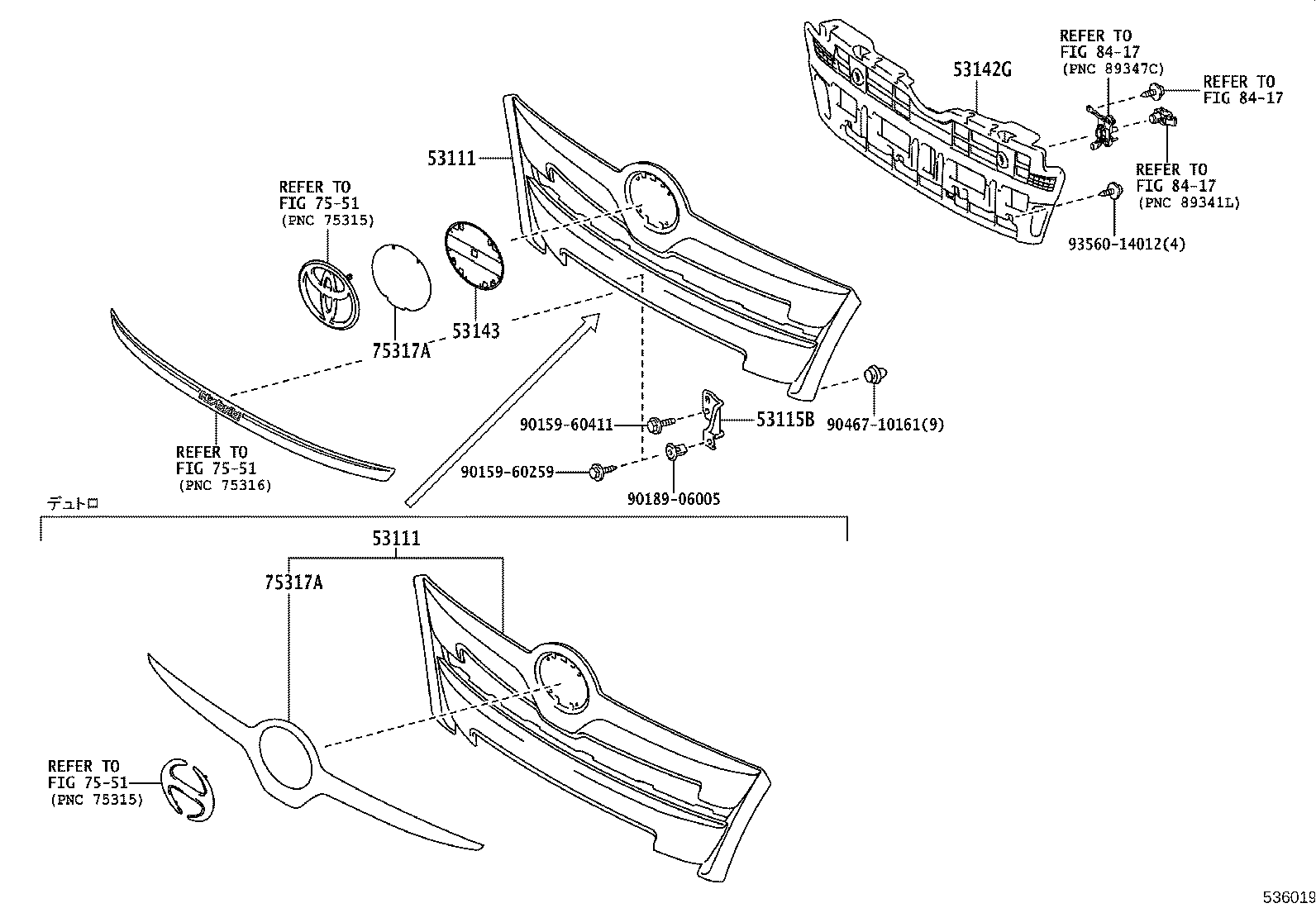 53111-37B50-A0 Grille, Radiator Toyota | YoshiParts