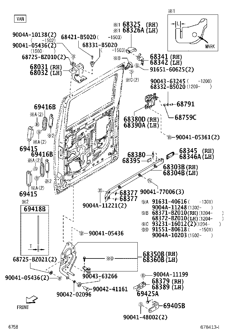 68304-B5030 Rail Sub-Assy, Slide Door, Center Lh Toyota | YoshiParts