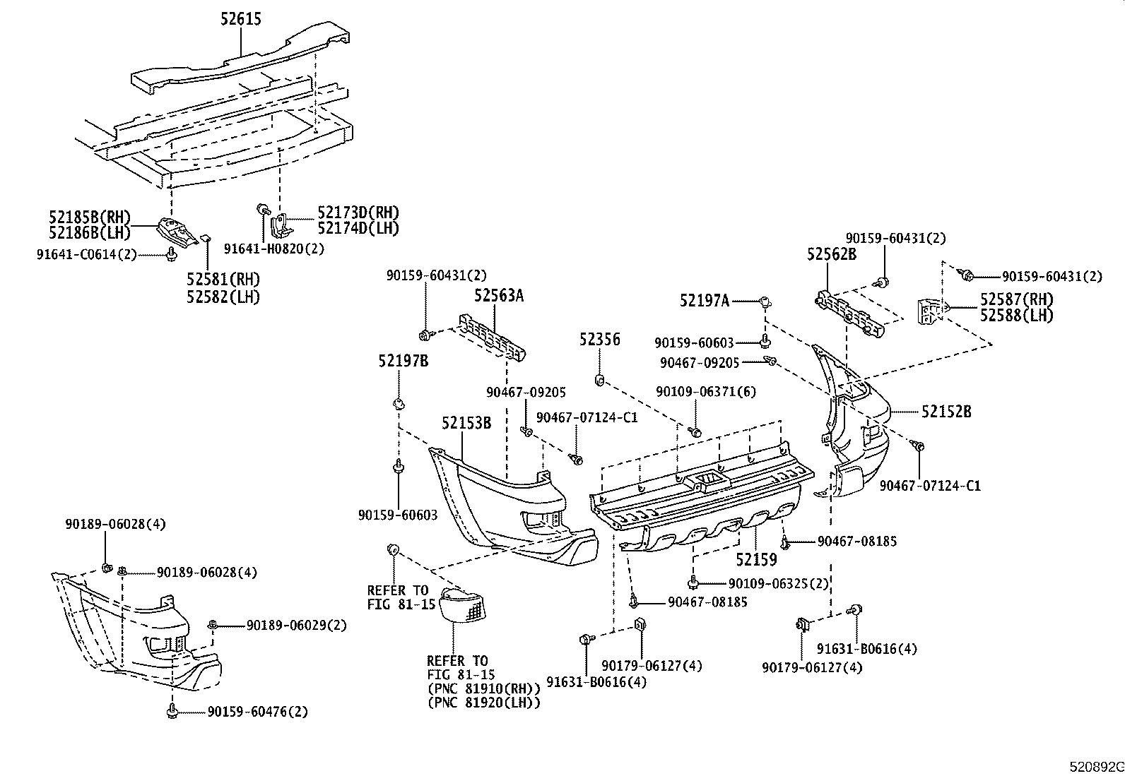 52588-35020 Retainer, Rr Bumper End, Lh Toyota | YoshiParts