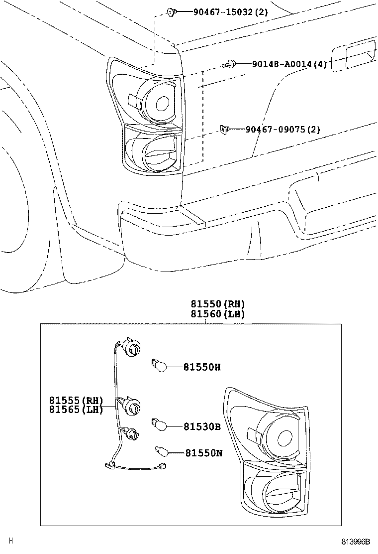81550-0C070 Lamp Assy, Rear Combination, Rh Toyota | YoshiParts