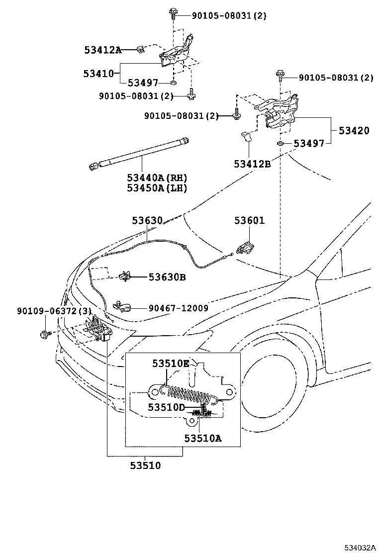 53510-06241 Lock Assy, Hood Toyota | YoshiParts