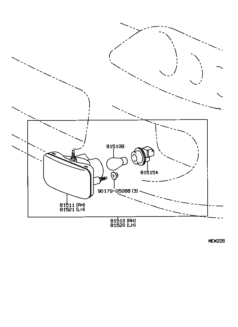 81520-80084 Lamp Assy, Front Turn Signal, Lh Toyota | YoshiParts