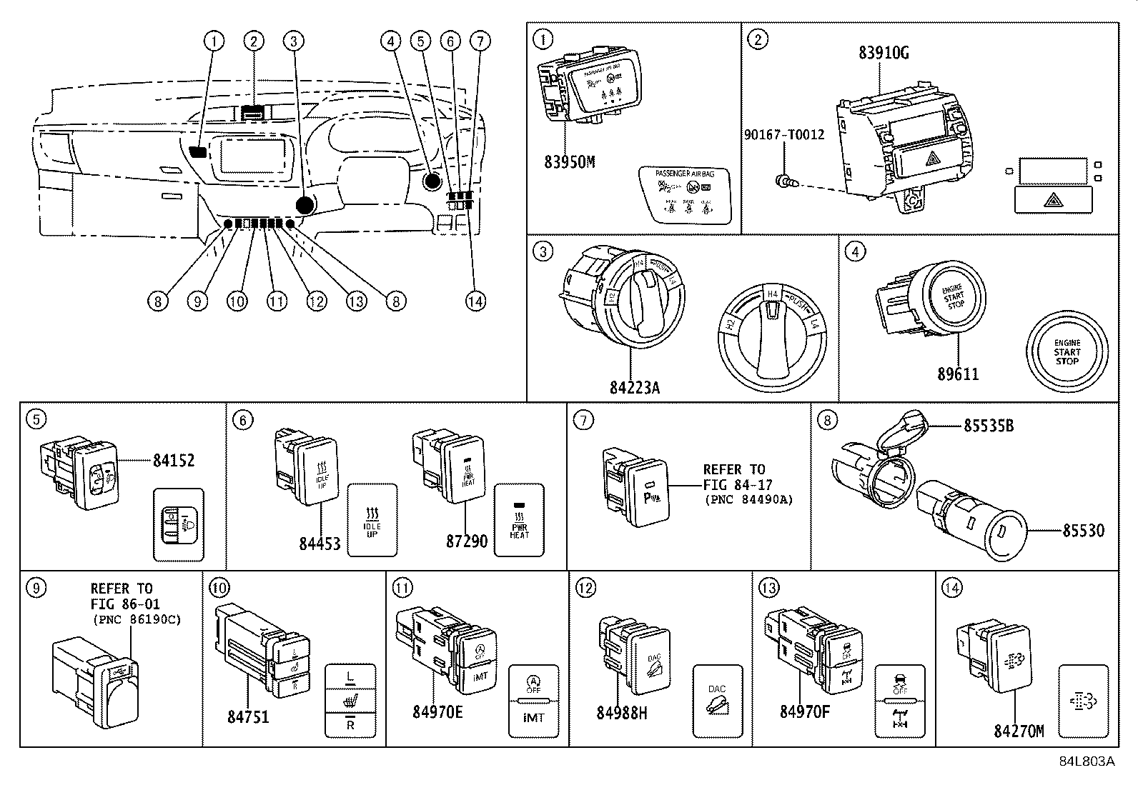 84970-0K200 Switch Assy, Combination, No.3 Toyota | YoshiParts