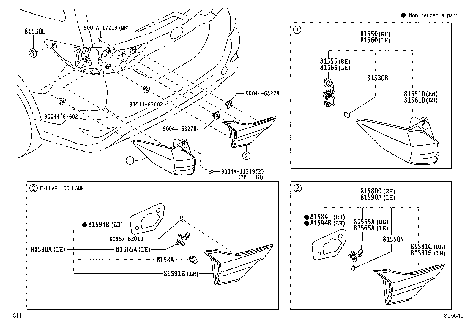 81560-BZ490 Lamp Assy, Rear Combination, Lh Toyota | YoshiParts