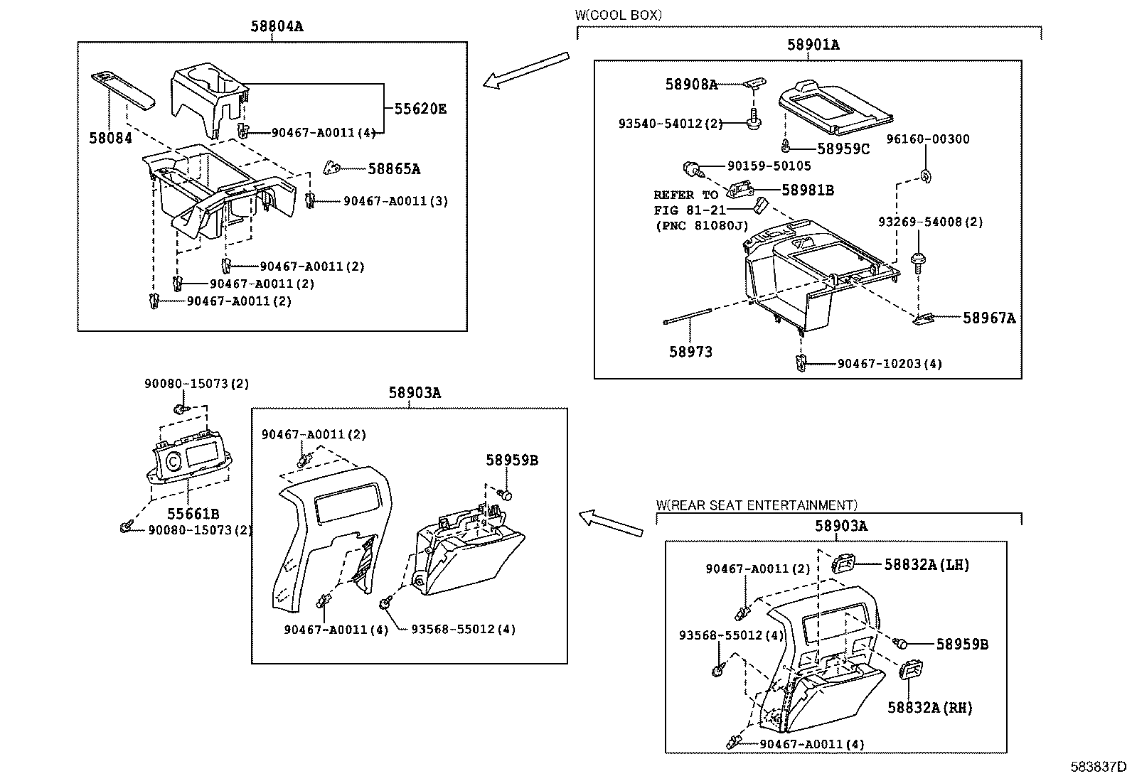 58903-0C050-C0 Panel Sub-Assy, Console Rear End Toyota | YoshiParts
