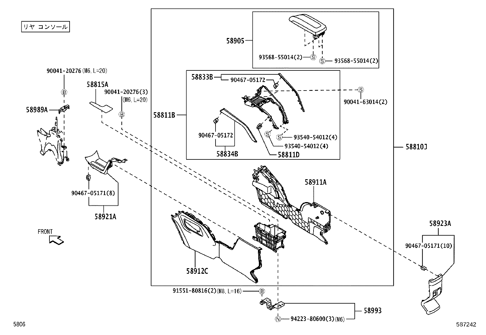 58993-B1020 Bracket, Console Box Mounting, Rear Toyota | YoshiParts
