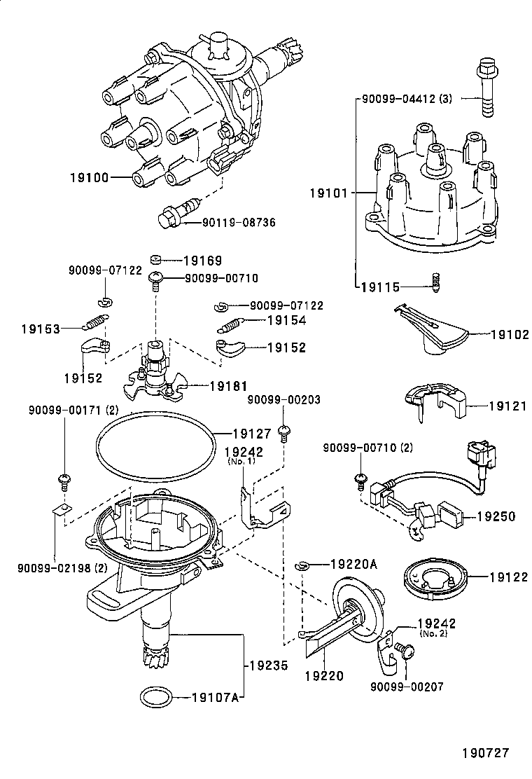 19101-46020 Cap Sub-Assy, Distributor Toyota | YoshiParts