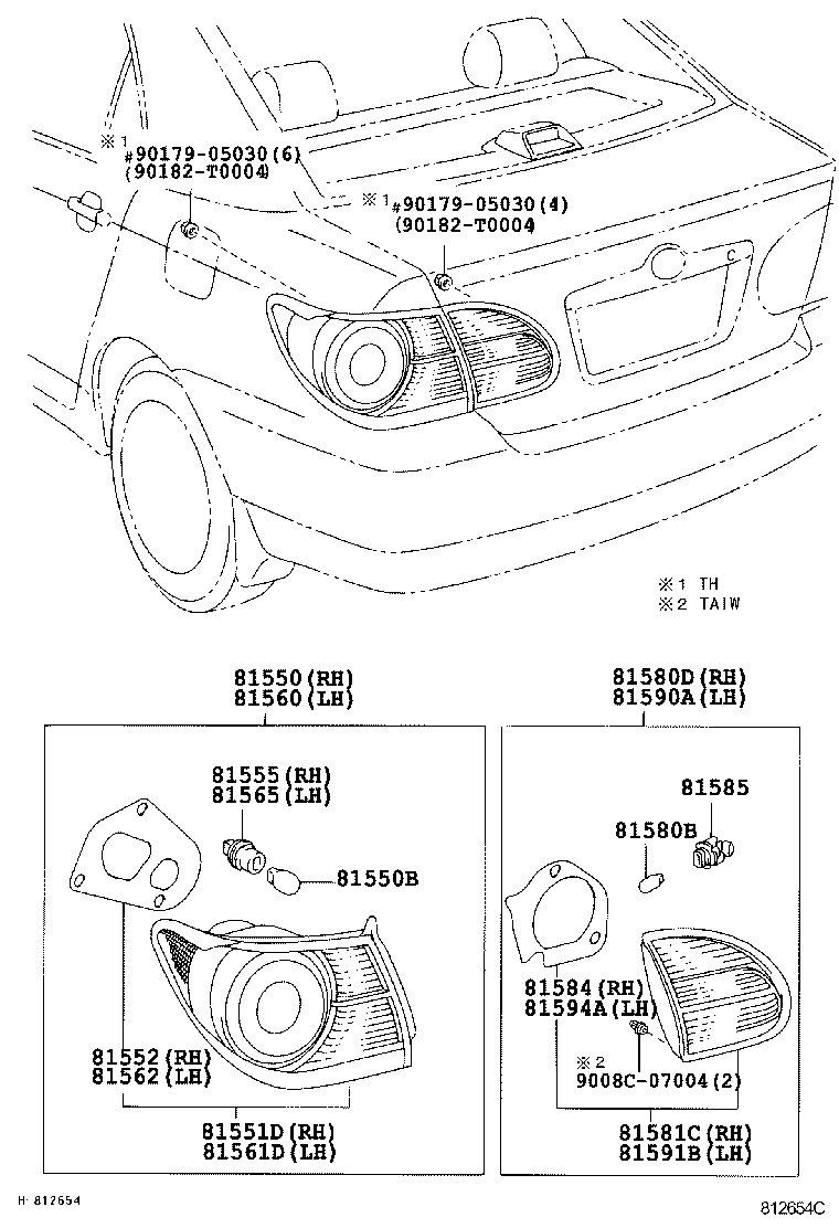 81561-02120 Lens & Body, Rear Combination Lamp, Lh Toyota | YoshiParts