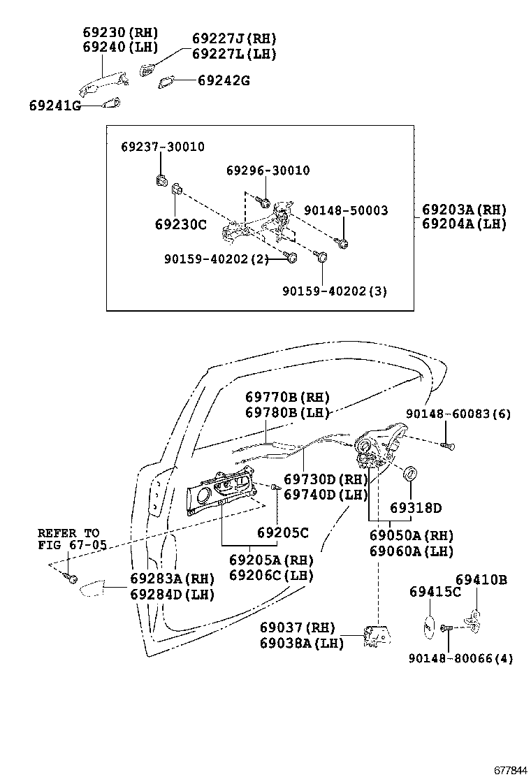 69203-53021 Frame Sub-Assy, Rear Door Outside Handle, Rh Lexus | YoshiParts