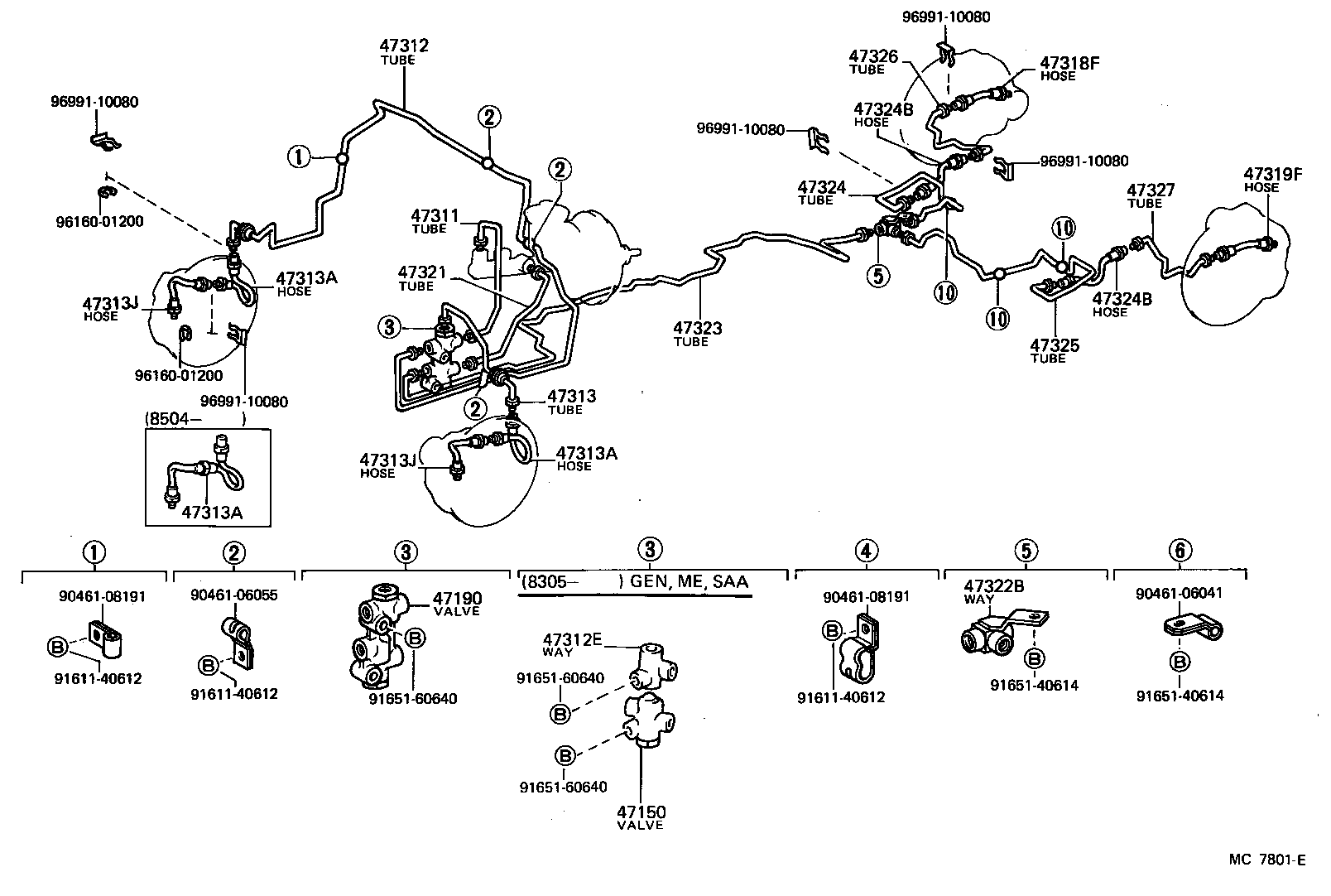 96950-39955 Hose, Flexible(For Rear Brake Tube, No.2) Toyota | YoshiParts