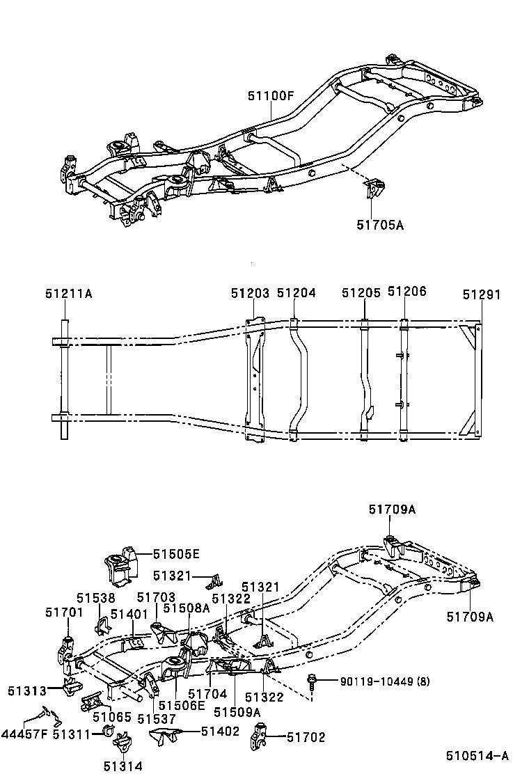 51519-60030 Bracket, Lwr Arm Support, Fr Lh Toyota | YoshiParts