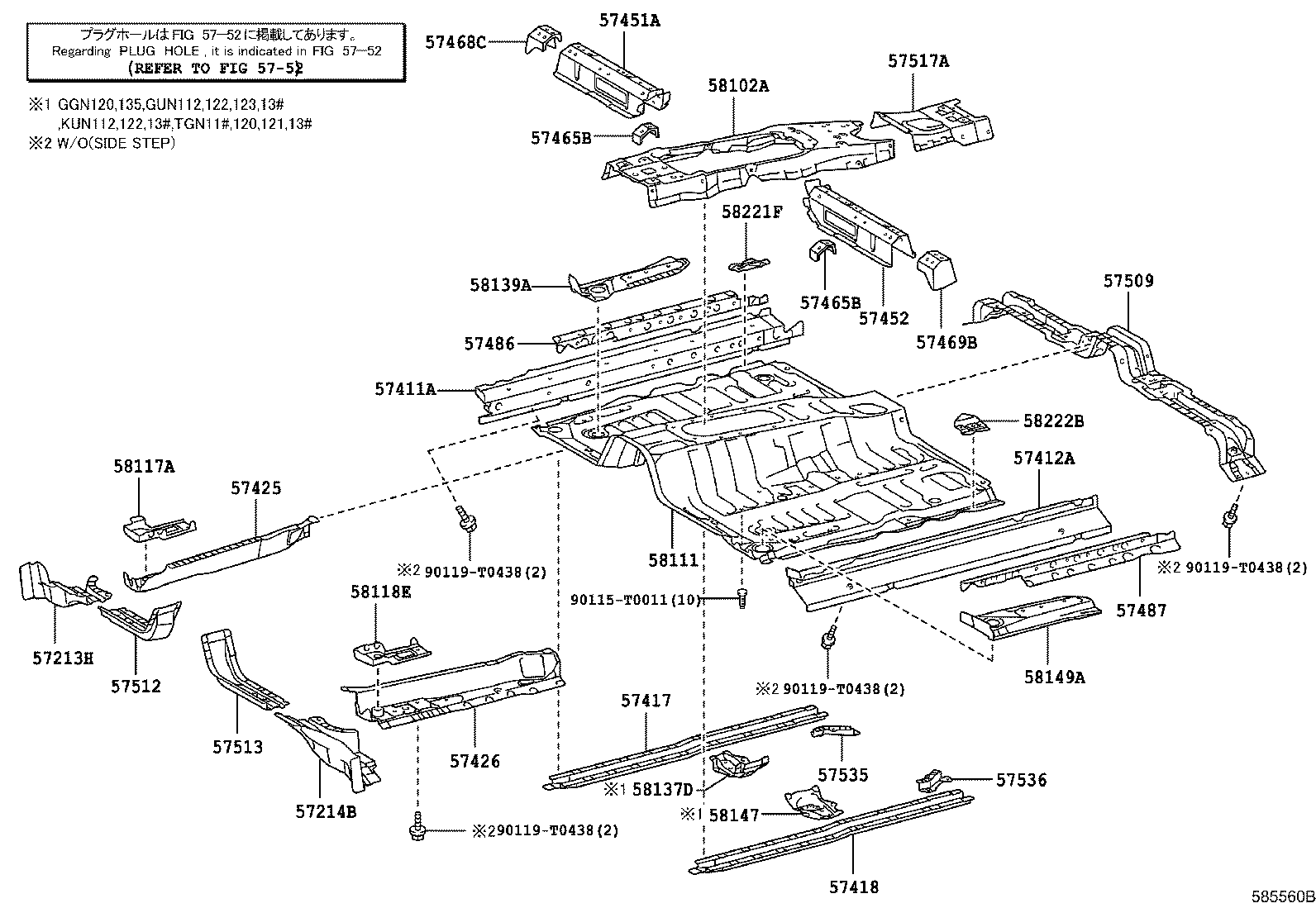 57452-KK010 Member, Front Floor Cross, Lh Toyota | YoshiParts