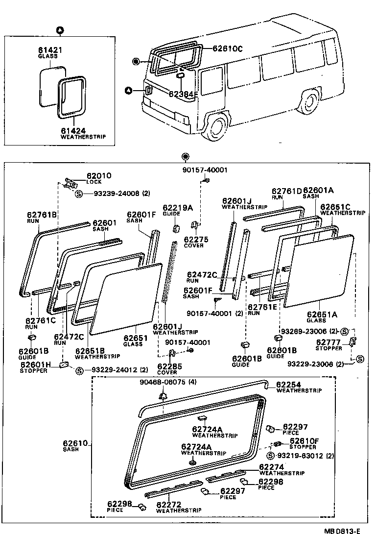 62370-90B01 Lock Assy, Side Window Toyota | YoshiParts