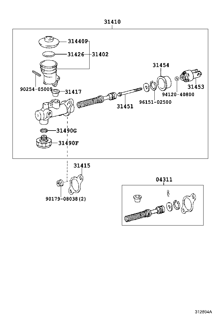 31410-60590 Cylinder Assy, Clutch Master Toyota | YoshiParts