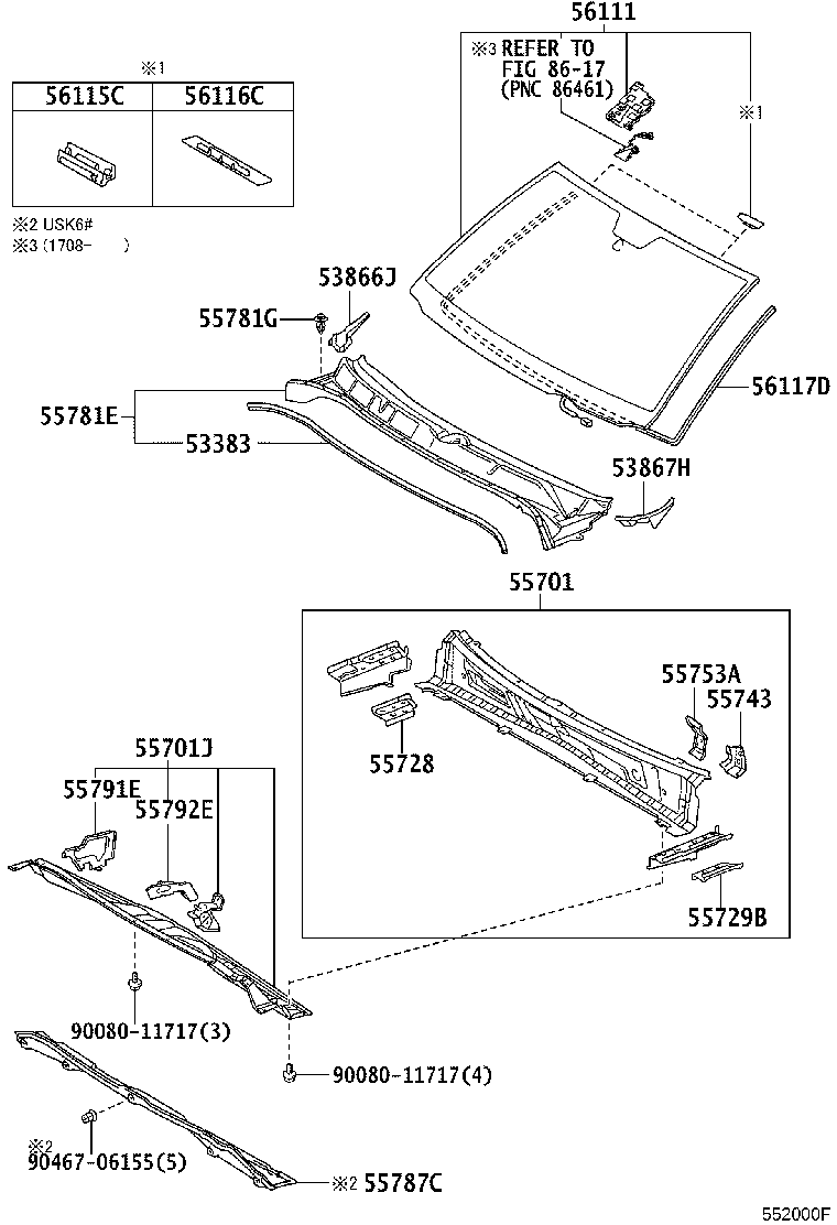 53867-0C030 Seal, Front Fender To Cowl Side, Lh Toyota | YoshiParts