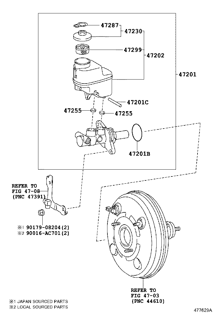47201-09230 Cylinder Sub-Assy, Brake Master Toyota | YoshiParts