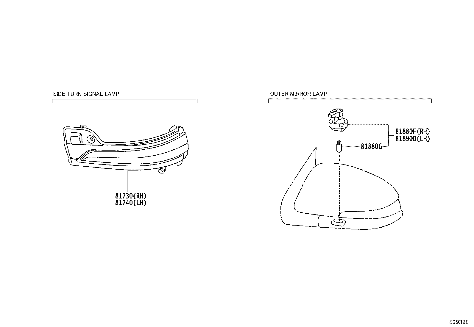 81730-0K020 Lamp Assy, Side Turn Signal, Rh Toyota | YoshiParts