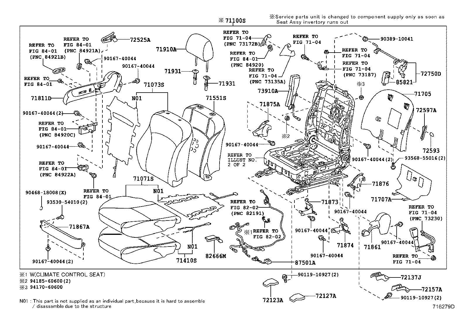 71100-53W21-C0 Seat Assy, Front Rh Lexus | YoshiParts